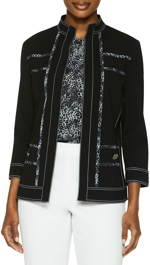 Misook Plus Size Jacket with Animal Piping - ShopStyle