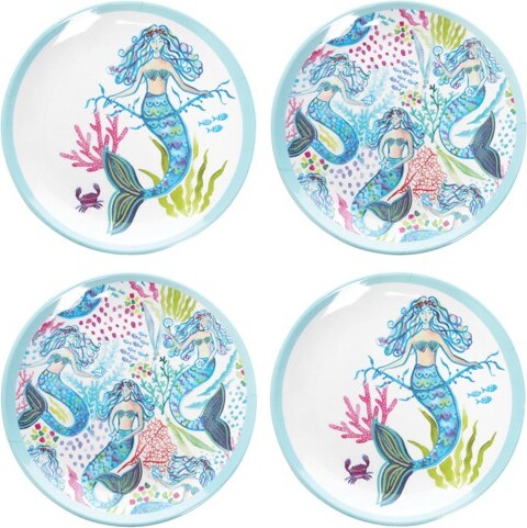 Beachcombers Coastal Life Beachcombers Set of 4 Mermaid Garden Melamine ...
