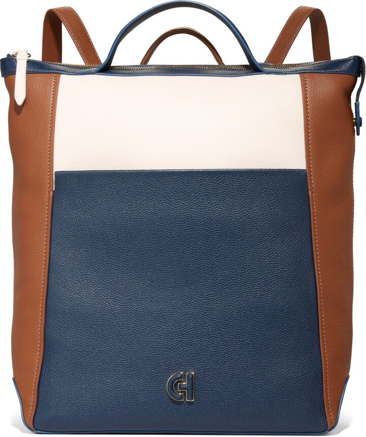 Cole Haan Grand Ambition Large Leather Backpack - British Tan, Blue ...