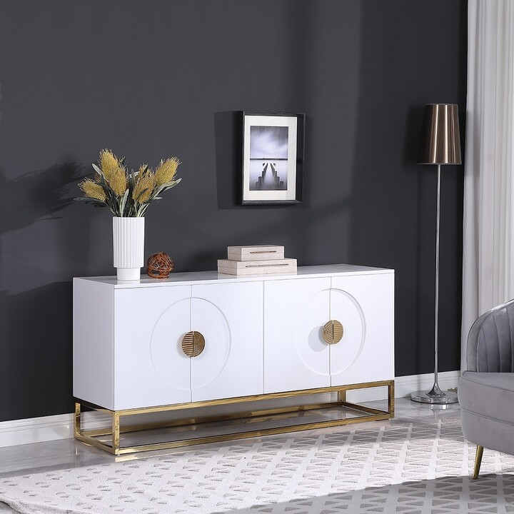 Loic 64"Wide Buffet Sideboard Cabinet With Metal Legs | KARAT HOME ...