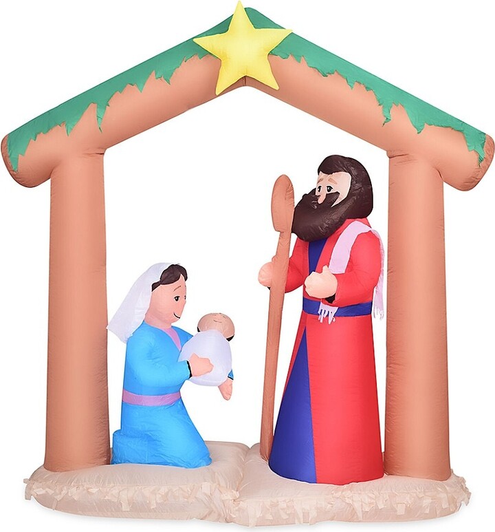 Fraser Hill Farms Pre-Lit Inflatable 7' Nativity Scene With Mary ...