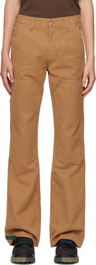 Off-White Tan OW Flared Carpenter Trousers - ShopStyle Pants