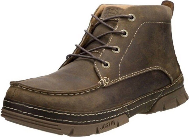 Justin Men's 5" Steel Toe Chukka Moc Toe Work Boot - Medium Width In ...