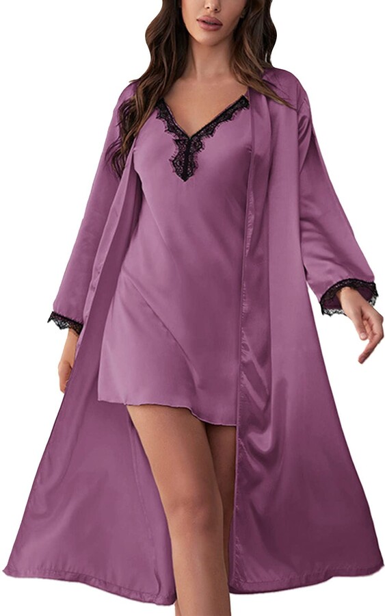 Akgukrseh Summer Pajamas for Women Cotton Nightgown For Womens Lingerie ...