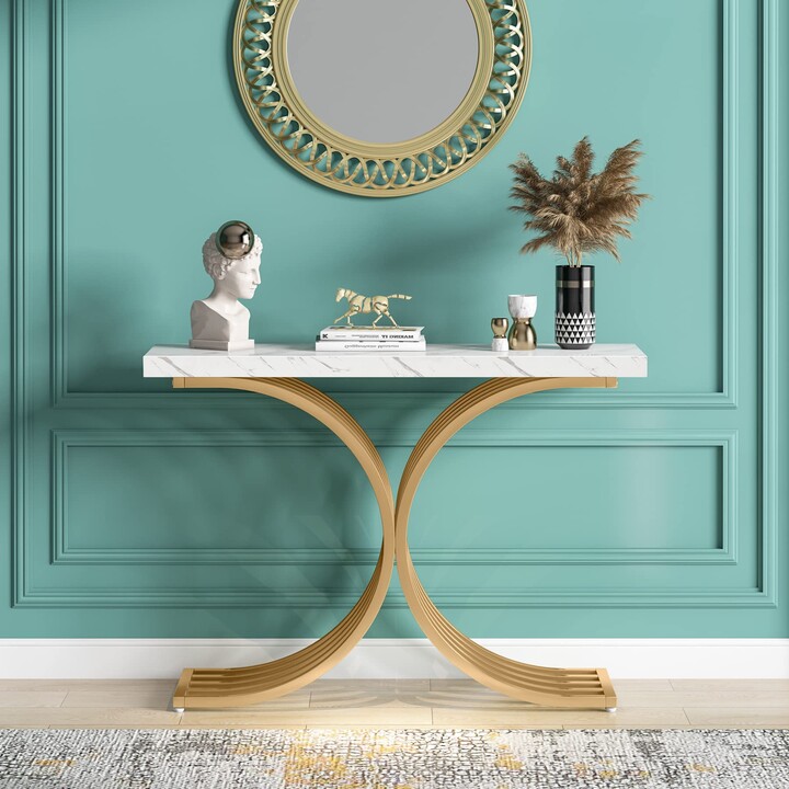 Tribesigns Entryway Console Table with Gold Metal Base - ShopStyle