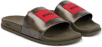 HUGO BOSS Italian-made slides with camouflage pattern and logo label ...