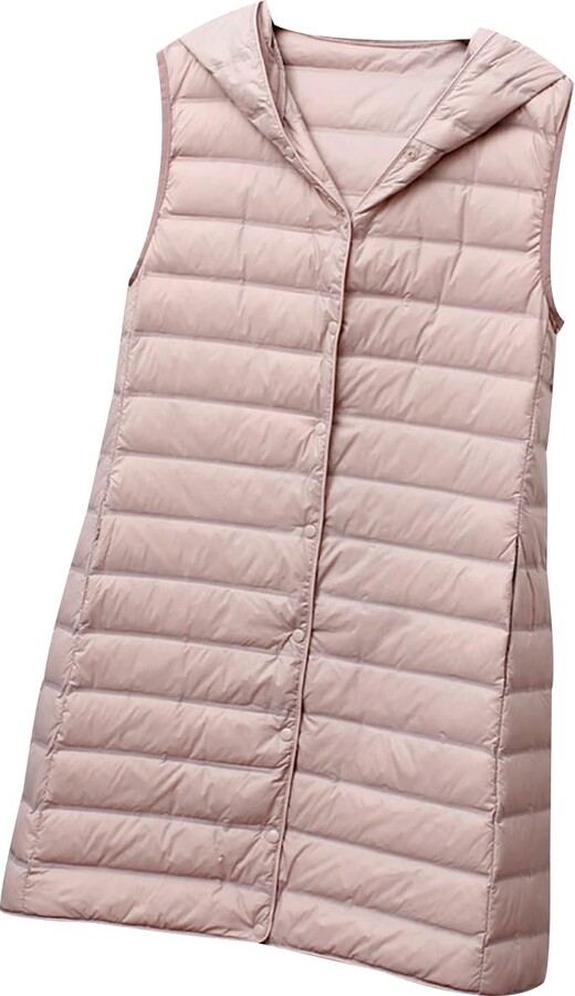 Peuignao Long Puffer Gilet Women Ladies Puffa Quilted Gilet Down Gilet Vest for Women Ladies ...