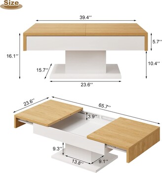 Howcool Wood Coffee Table for Living Room Sliding Top with Hidden ...