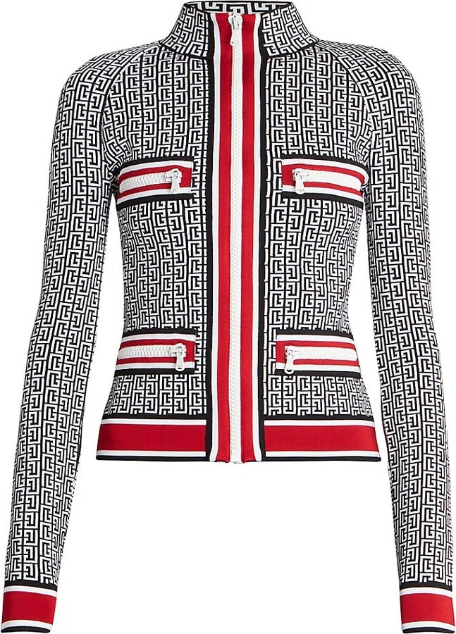 Balmain Monogram Knit Zip-Front Jacket - ShopStyle