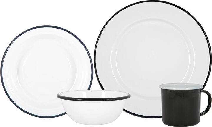 Argon Tableware 16 Piece White Enamel Dinner Set - Black - ShopStyle