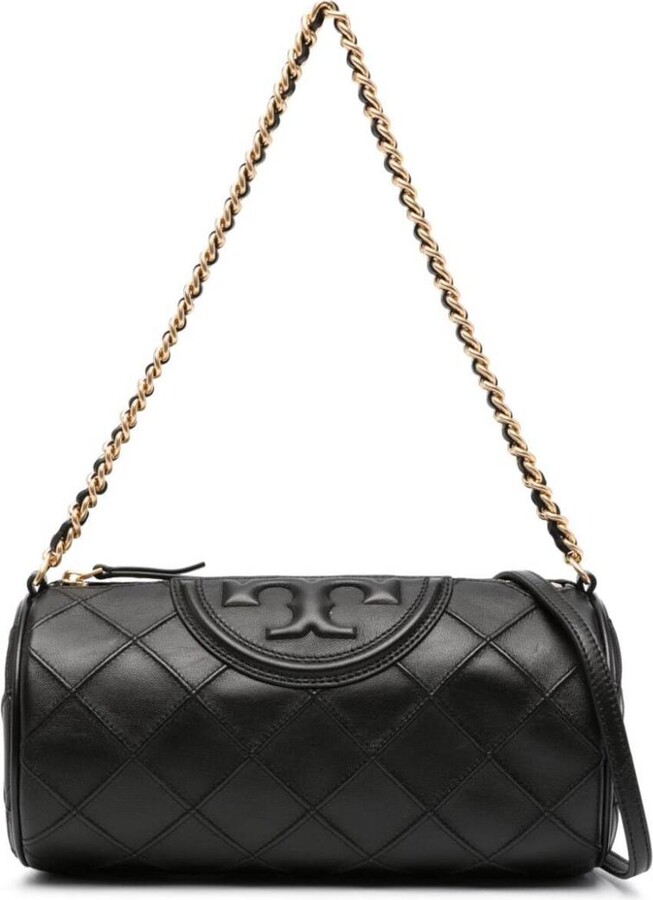 Tory Burch Black Shoulder Bag With Embossed Double T Logo In Leather ...