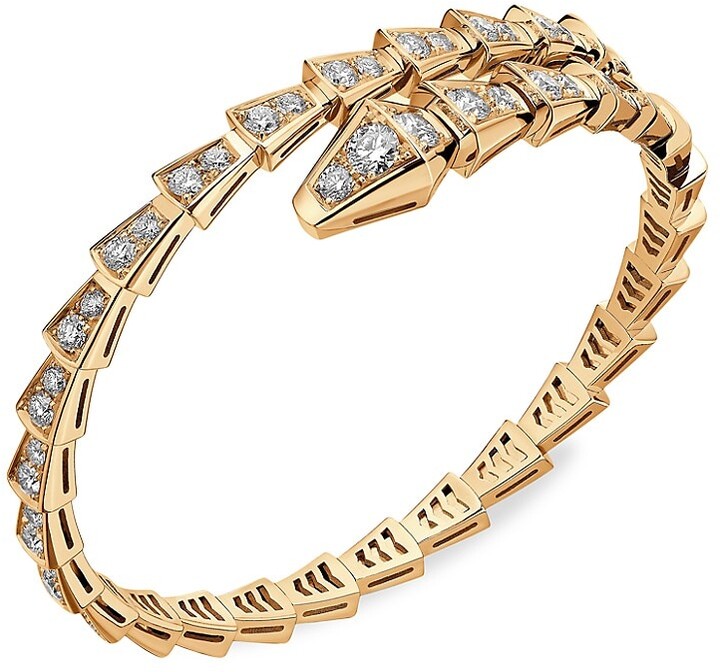 Bvlgari Serpenti Viper 18K Yellow Gold & Diamond Wrap Bangle Bracelet ...