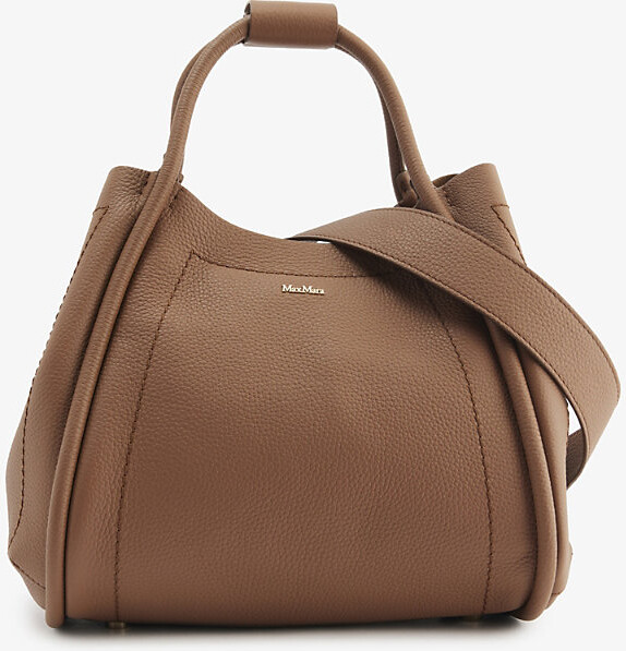 Max Mara Womens Tobacco Marine S Branded Leather Shoulder bag - ShopStyle