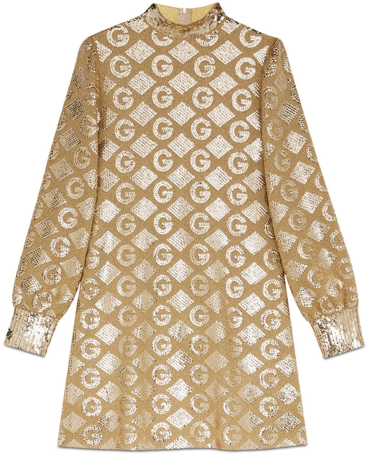Gucci Lame G rhombi jacquard dress - ShopStyle