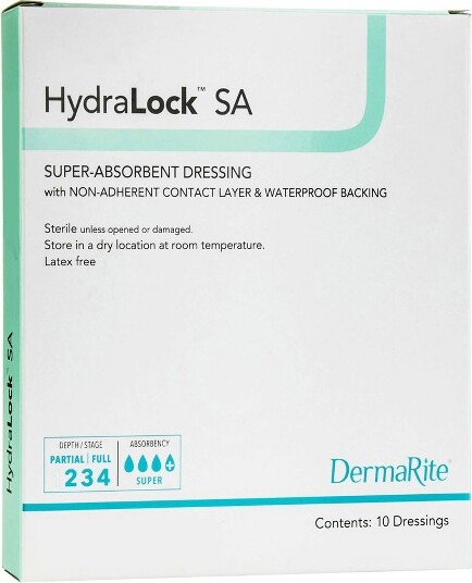 DermaRite HydraLock SA Super Absorbent Dressing Blue / White 6 x 10 ...
