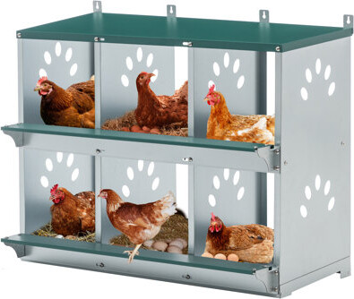 Archie & Oscar Chicken Nest Box, Stable Nesting Boxes, 6 Compartment ...