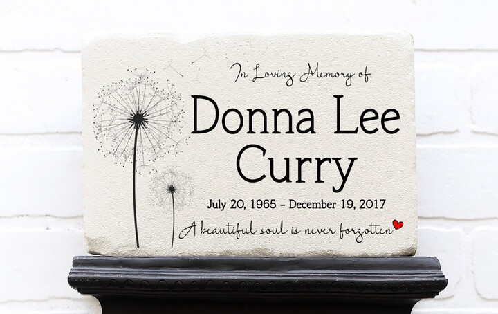 Etsy Custom Memorial Garden Stone | Sympathy Gift Tree Marker Dandelion ...