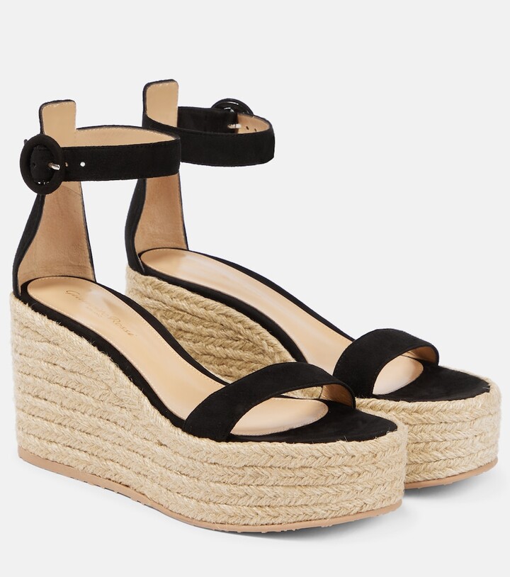 Gianvito Rossi Portofino suede espadrille wedges - ShopStyle