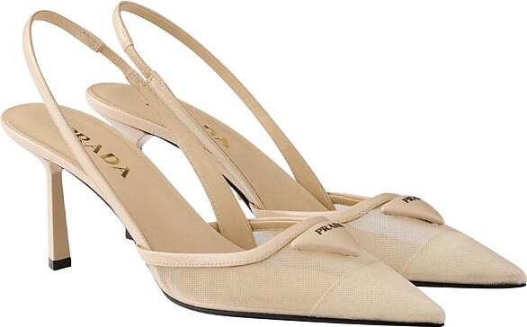 Prada Women's Mesh Fabric Slingback Pumps - ShopStyle