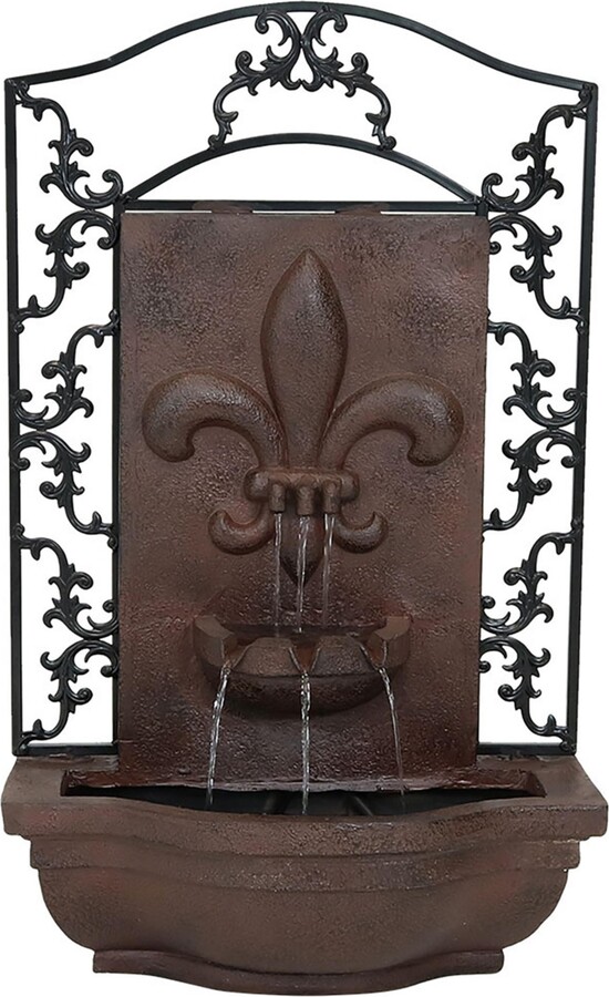Sunnydaze Decor French Lily Polystone Outdoor Solar Wall Fountain ...