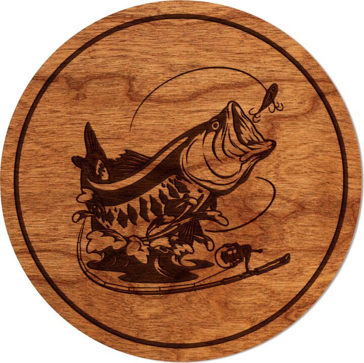 Etsy Freshwater Fish Coaster - Bass Catfish Crafted From Cherry Or ...