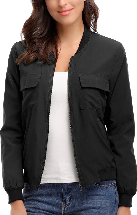 MISS MOLY Bomber Jacket Womens Flight Jacket Zip Up Lightweight Jacket ...