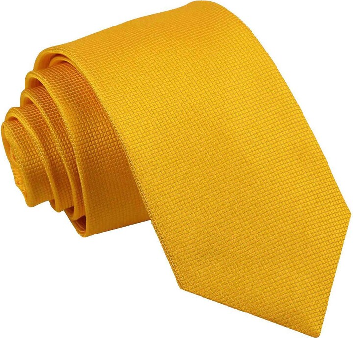 DQT Men's Solid Check Formal Wedding Modern Style Slim Tie - Sunflower ...