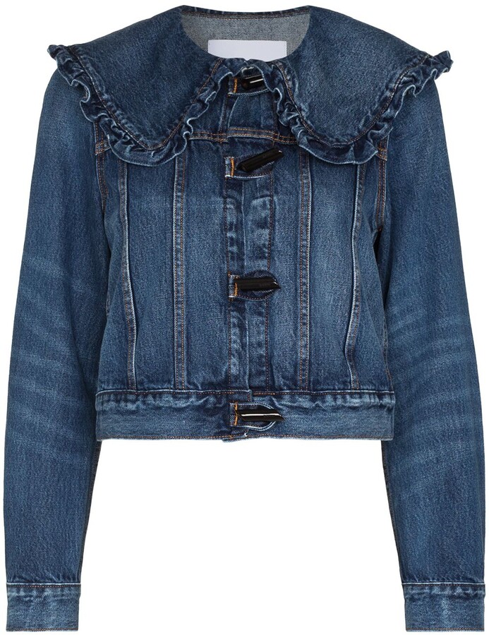 Ganni Ruffle-Collar Denim Jacket - ShopStyle
