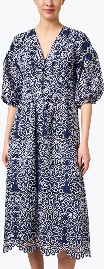 Shoshanna Orla Dress In Navy/ Optic White - ShopStyle