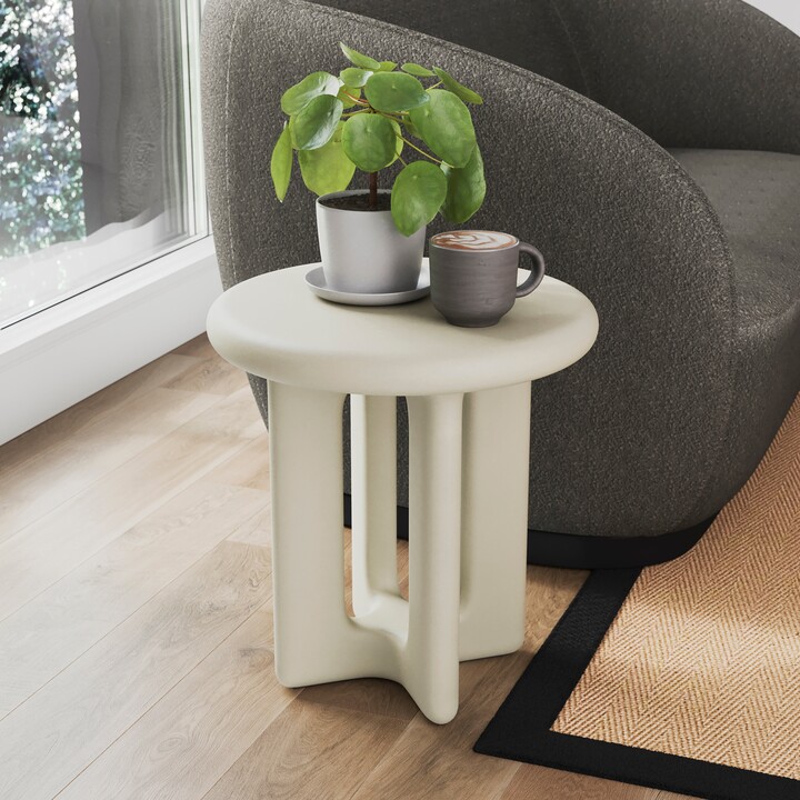 Dunelm Rue Concrete Side Table Ivory - ShopStyle