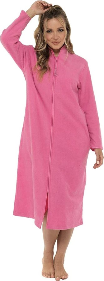 Lady Selena Ladies Zip Up Soft Fleece Dressing Gown - ShopStyle ...