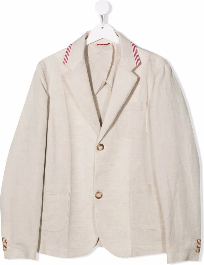 Fay Kids Contrast Trim Linen-Blend Blazer - ShopStyle Boys' Outerwear
