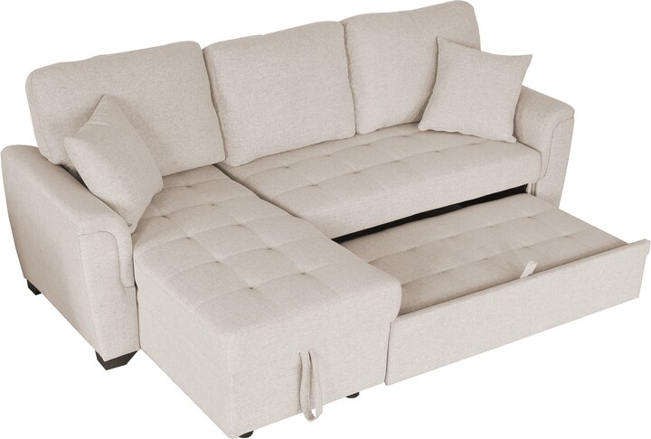 TOSWIN Modern Storage Full-size Sofa Bed Polyester Padded Seat ...