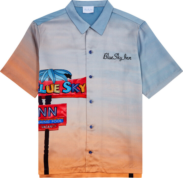 Blue Sky Inn Palm Sign Printed Satin Shirt - Multicoloured 1 - L ...