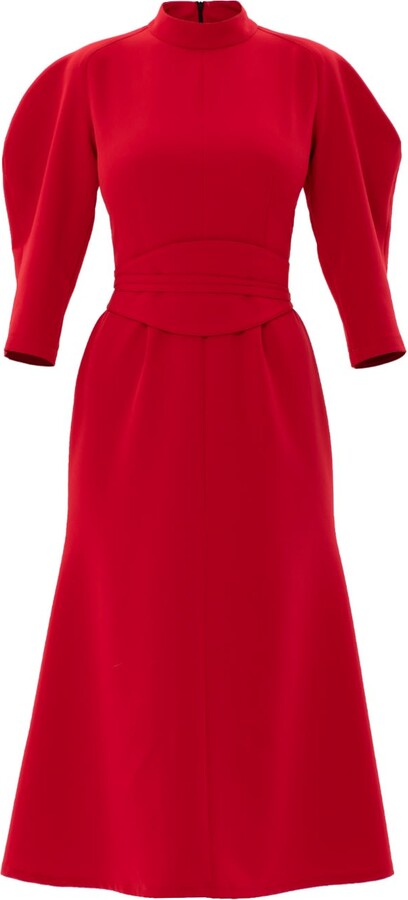 Julia Allert Women's Red Fitted Dress With Belt - ShopStyle