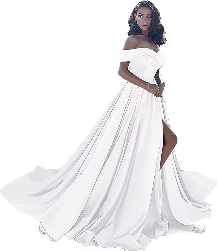 Generic Ball Gowns Plus Size Formal Dresses for Women Off The Shoulder Satin Prom Dresses with ...