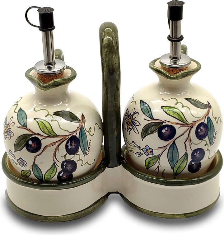 Etsy Italian Ceramic Olive Oil Vinigar Dispenser Bottles - Hand Painted ...
