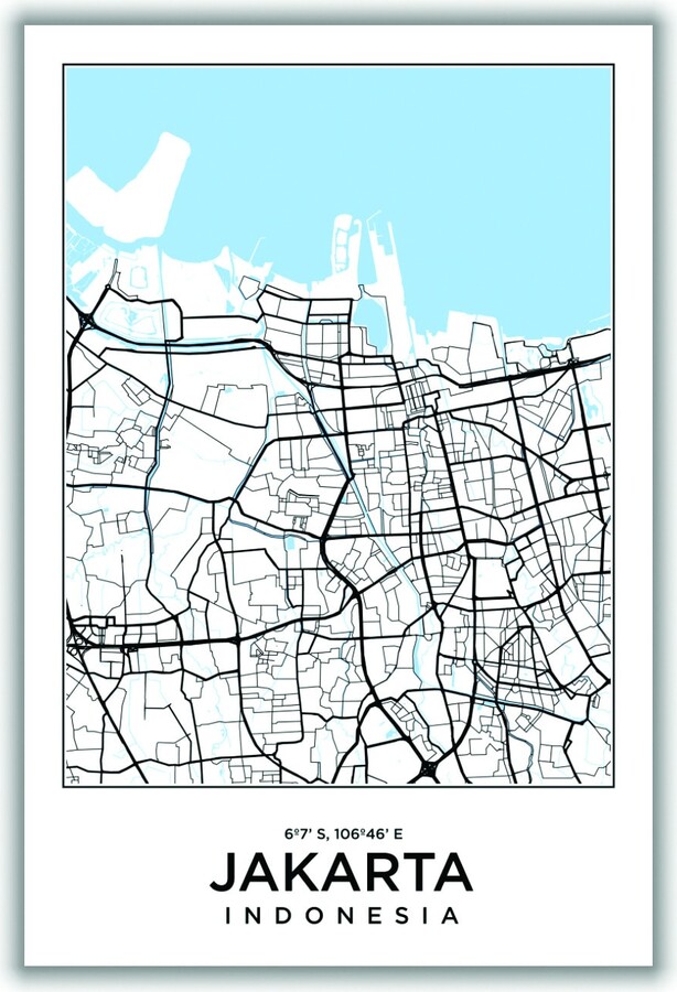 Stanley Print House Map Of Jakarta Indonesia - ShopStyle Paintings