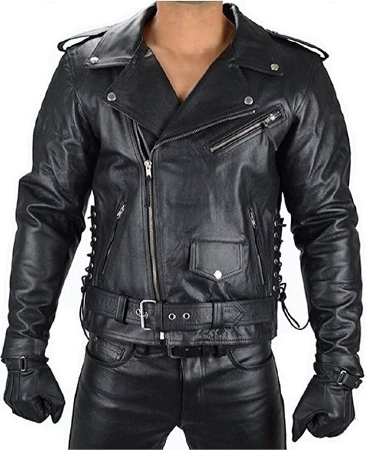 SBL SOUTH BEACH LEATHER Classic Retro Diamond Vintage Biker Jacket ...