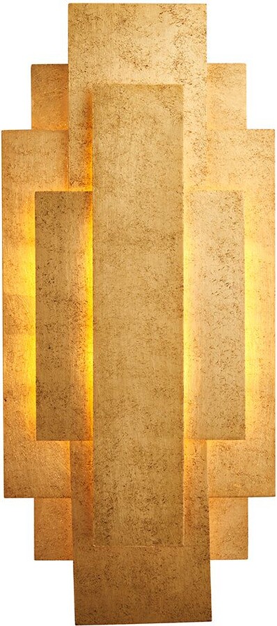 Loops Antique Gold Leaf Panel Wall Light Fitting - Twin G9 LED ...