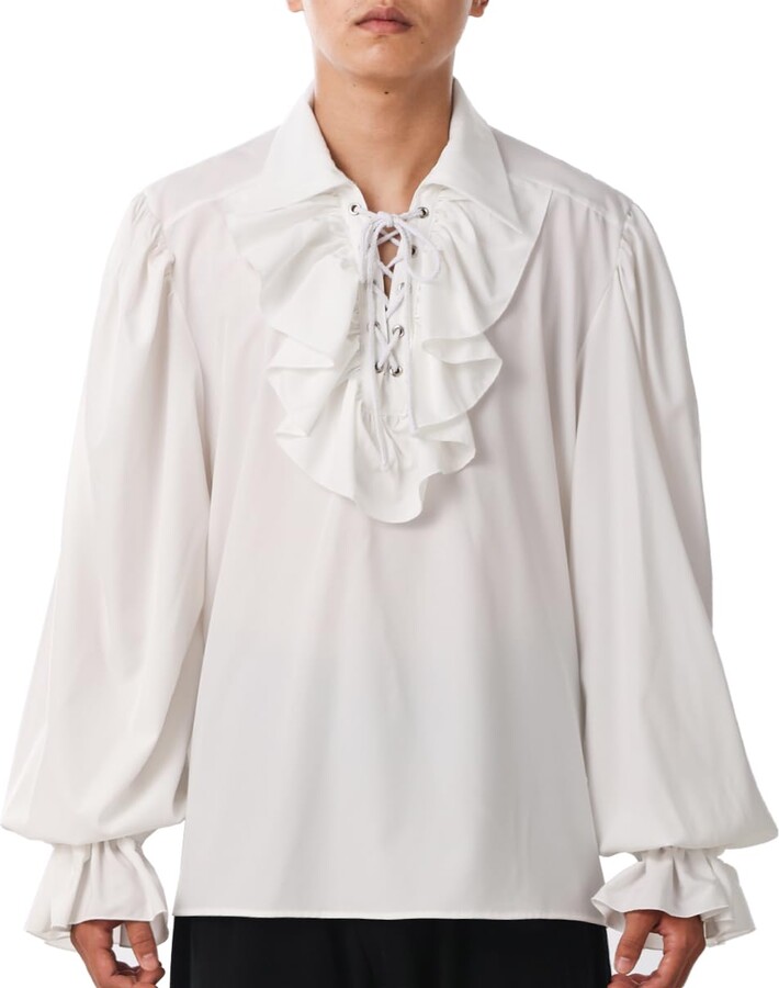 GRACEART Mens Pirate Shirt Ruffle Colonial Shirt Renaissance Poet ...