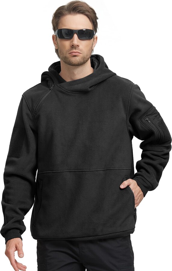 FREE SOLDIER Men's Tactical Winter Fleece Pullover Hoodie Warm Long ...