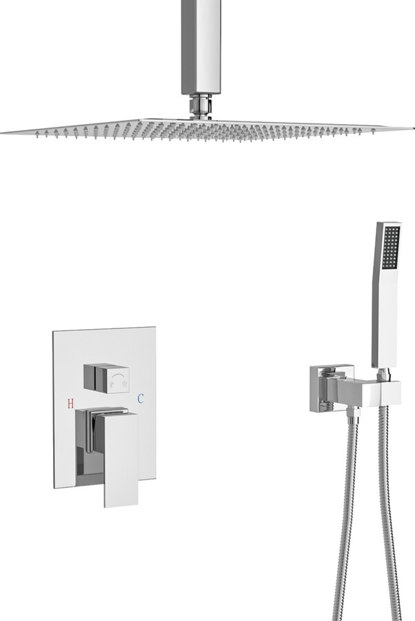 Simplie Fun Ceiling Shower Set - 10 Inch Square Shower Set, Dual Shower ...