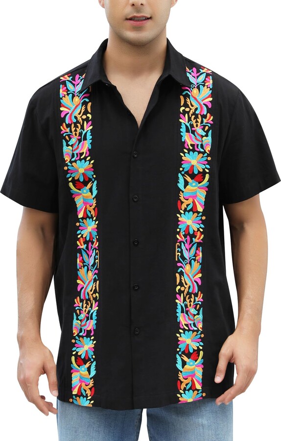 Vackutliv Mexican Shirts for Men Guayabera Embroidered Traditional ...