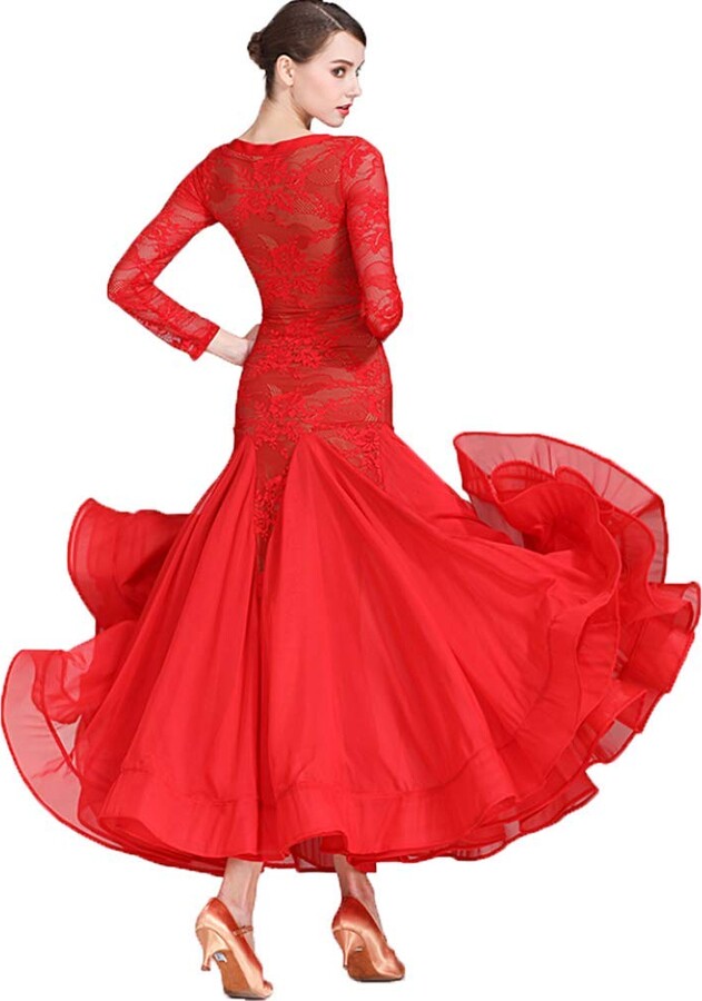YDHTIZ Lace Waltz Modern Dresses for Women Ballroom Competition ...