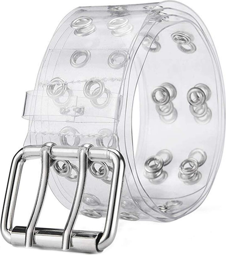 N / D Women Double Grommet PVC Holographic Clear Waist Strap Belt ...