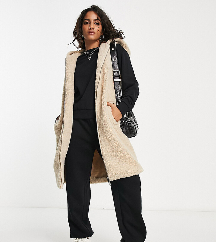 Violet Romance Petite borg longline gilet in sand - ShopStyle Outerwear