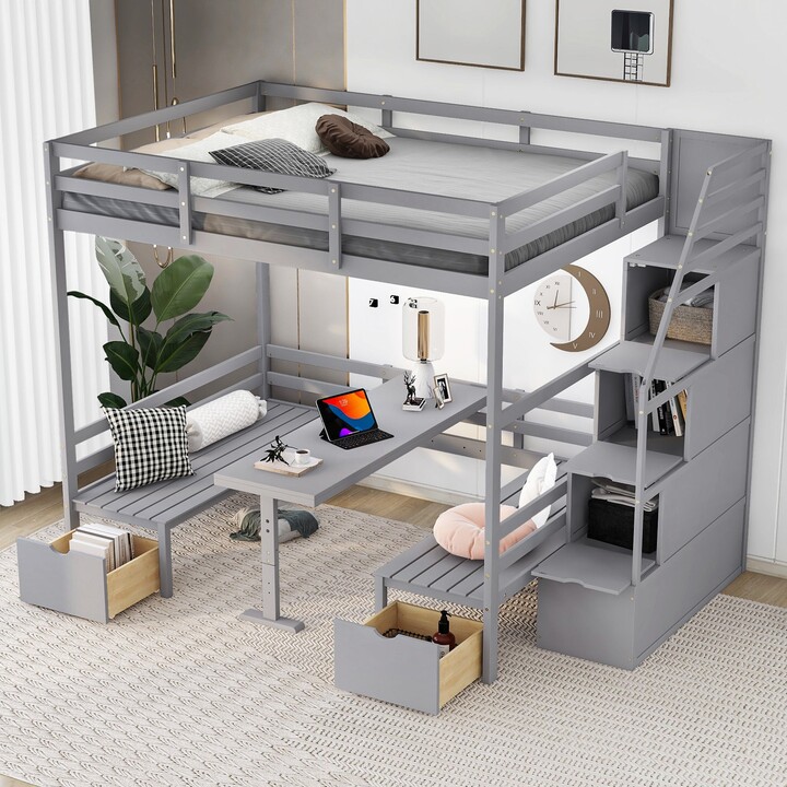 GEROJO Full Bunk Bed with Staircase & Table Set - ShopStyle