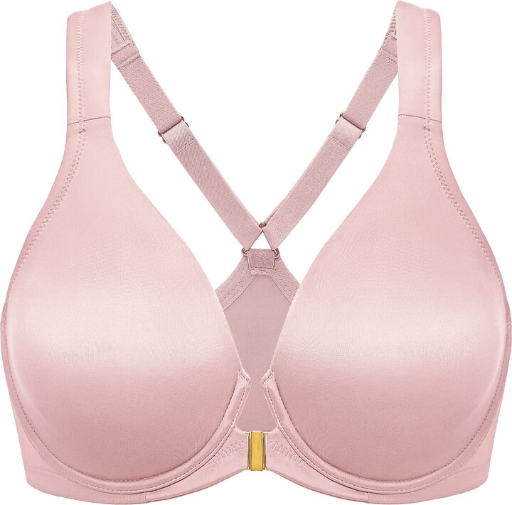 DELIMIRA Women's Front Fastening Bras Plunge Plus Size Underwired Racer ...