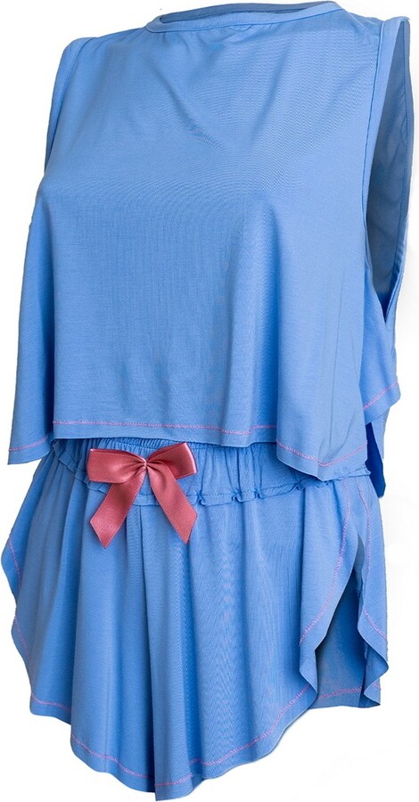 Loreen Label Crop Top & Butterfly Shorts - Sky Blue - ShopStyle